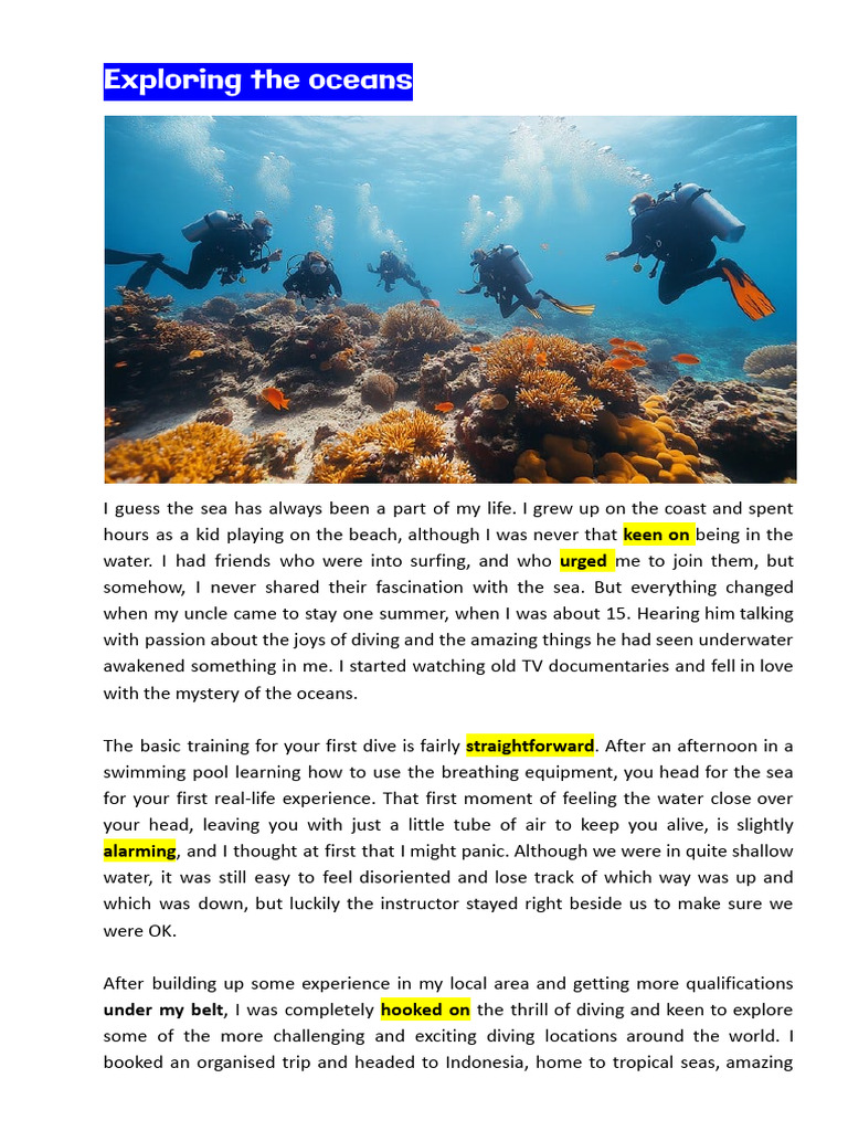 Exploring the oceans | PDF | Scuba Diving | Underwater Diving