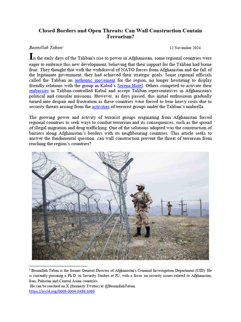 Closed Borders and Open Threats | PDF | Islamic Terrorism | Taliban