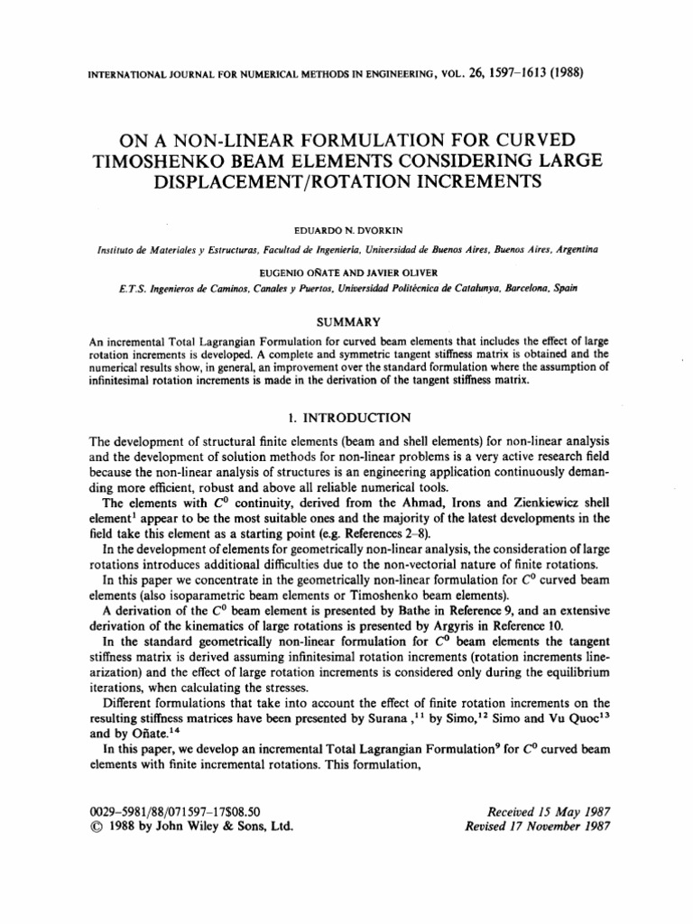 On A Non-Linear Formulation For Curved Timoshenko Beam | PDF | Tensor ...