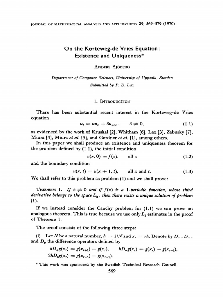 KDV Existence and Uniqness | PDF | Mathematical Objects | Mathematical ...