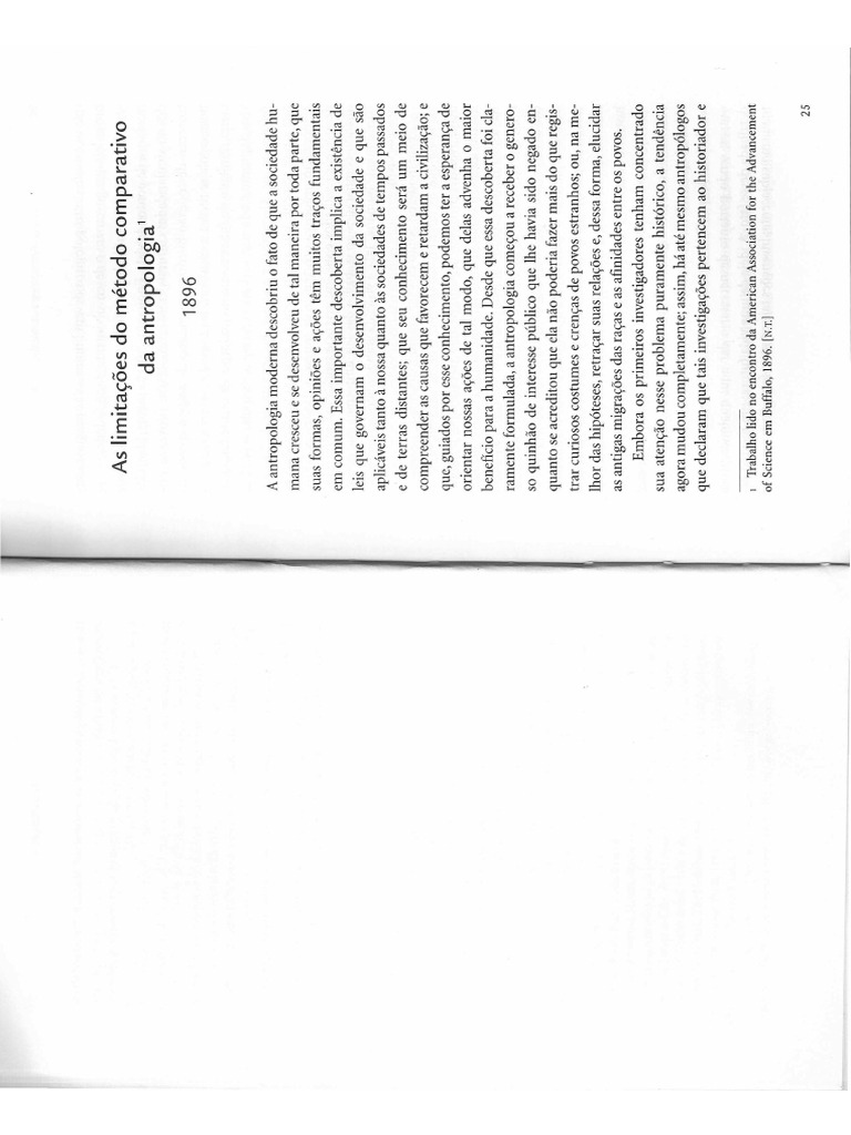 Franz Boas. As Limitaes Do Mtodo Comparativo Da Antropologia | PDF