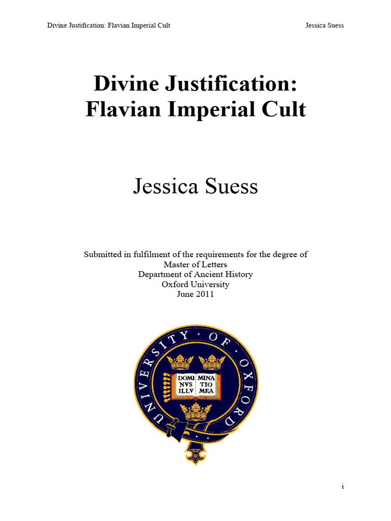 Divine Justification Flavian Imperial Cu (1) | PDF | Tacitus | Roman Empire