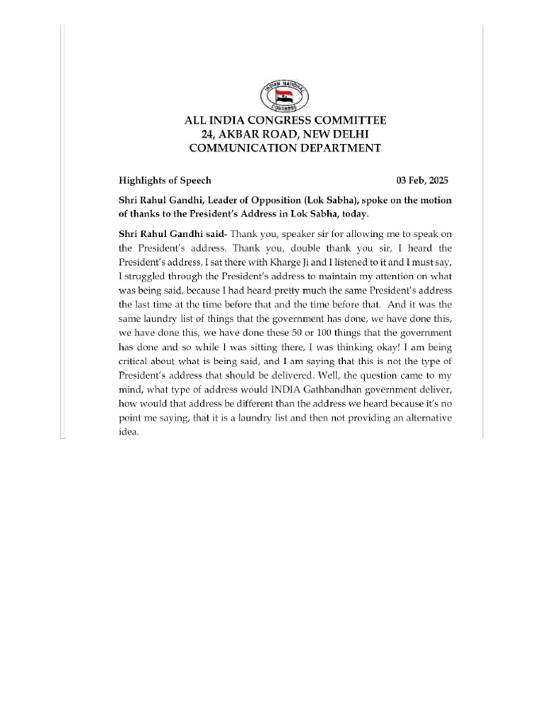 lop motion of thanks speech | PDF