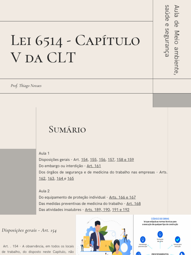 Aula Integrado Lei 6514 - Captulo V Da CLT | PDF | Remédio | Sindicato
