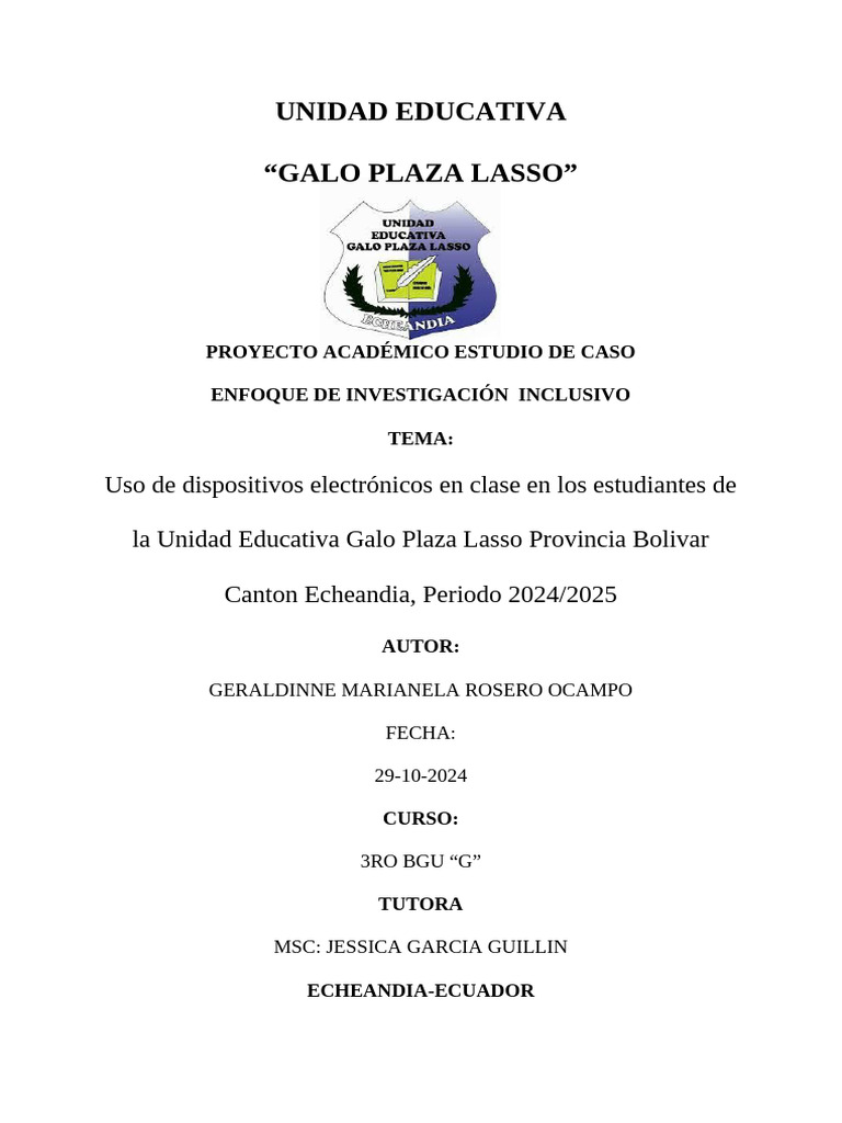 Unidad Educativa "Galo Plaza Lasso" | PDF | Enseñando | Maestros