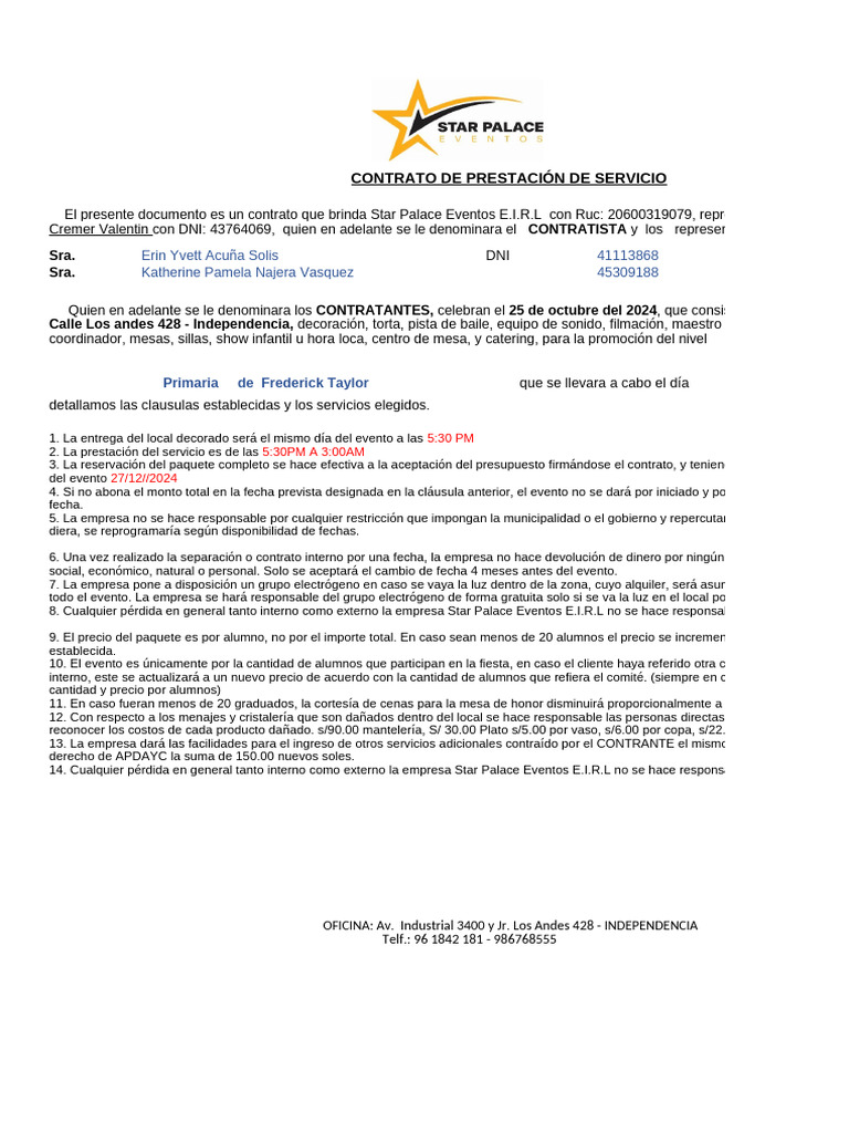 Formato de Contrato-Colegio Frederick | PDF | Cocina occidental | Cocina