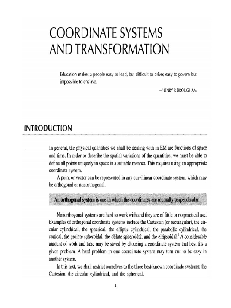 NOTE 2 (Coordinate Systems & Transformation) | PDF