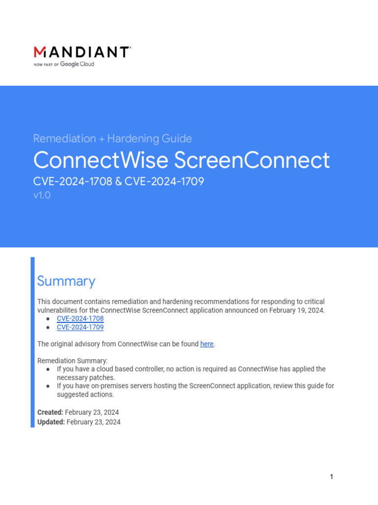 Connectwise Screenconnect Remediation Hardening Guide | PDF | Active ...