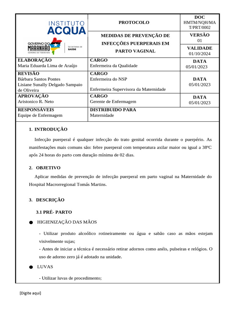 Prevenção de Infecções Puerperais | PDF | Infecção | Parto