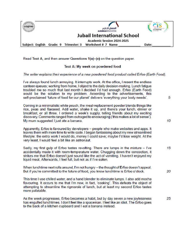 Reading Practice T3 Week7 | PDF