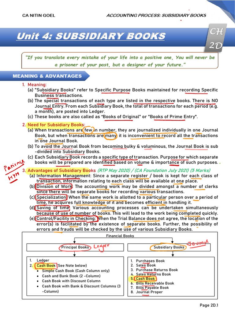2 Unit 4 Subsidiary Books | PDF | Debits And Credits | Discounts And ...