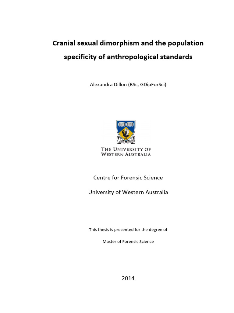 Cranial Sexual Dimorphism Population Specificity Standards ...
