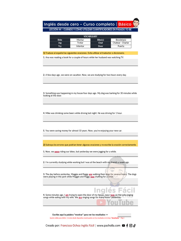 Lección 44 - Cuándo y Cómo Usar for y Ago Con Cuantificadores en Pasado ...