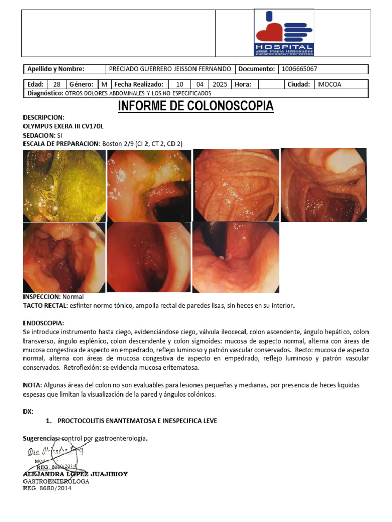 Informe de Colonoscopia Normal | PDF