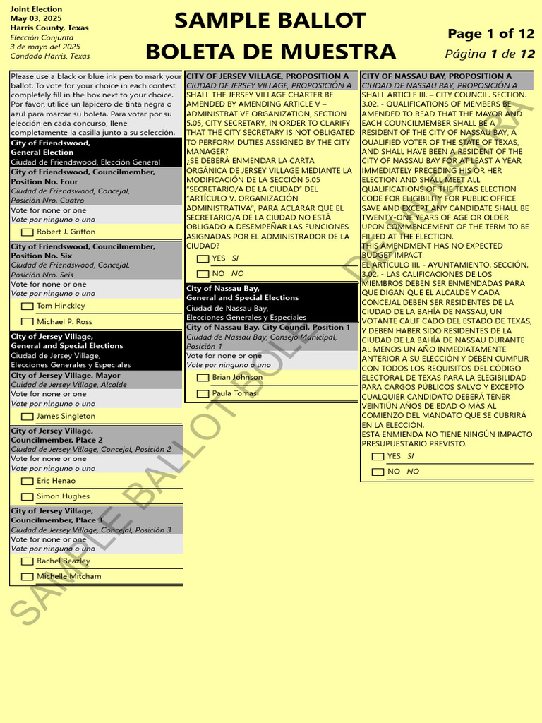 Sample Ballot | PDF | Gobierno local | Político