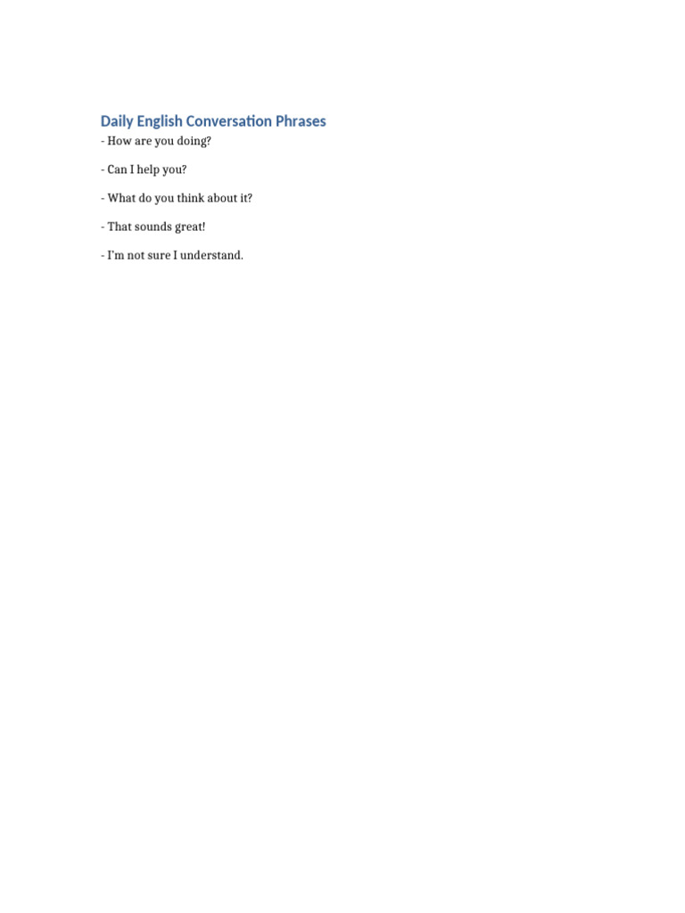Daily English Conversation Phrases | PDF