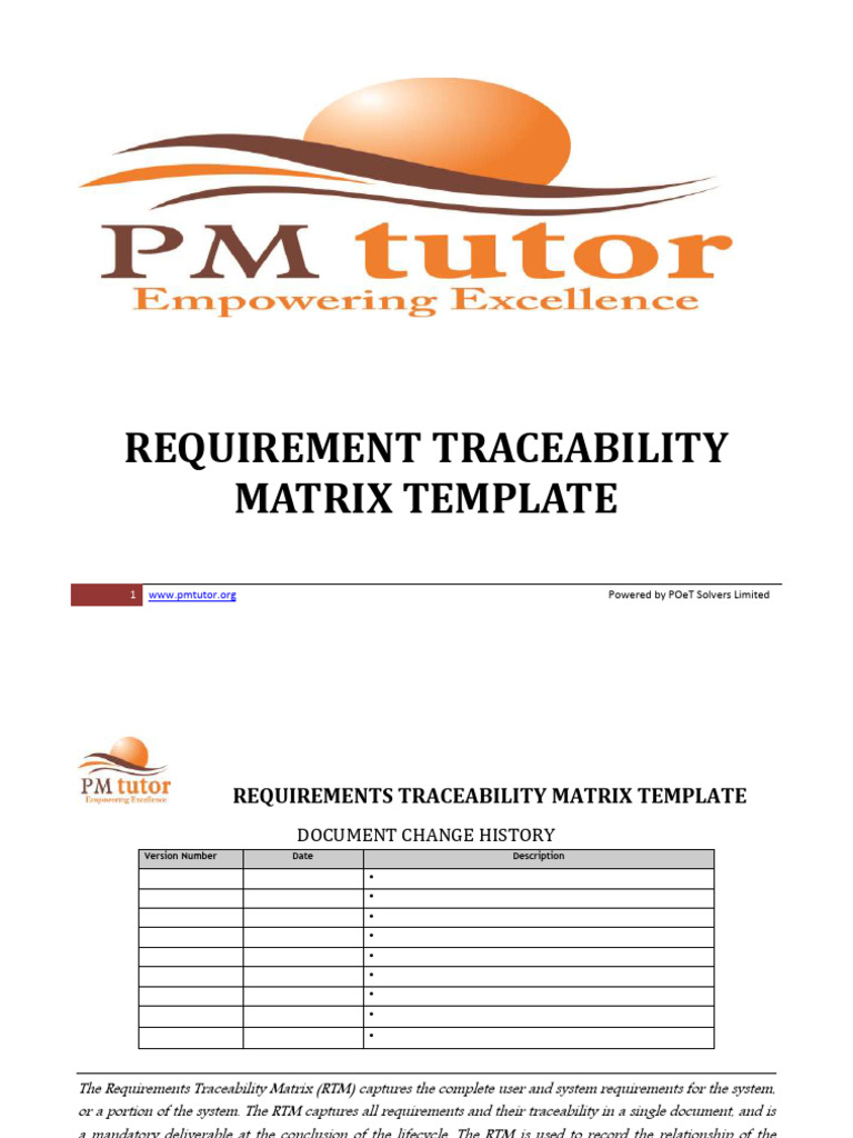 Requirement Traceability Matrix Template | PDF | Software Release Life ...
