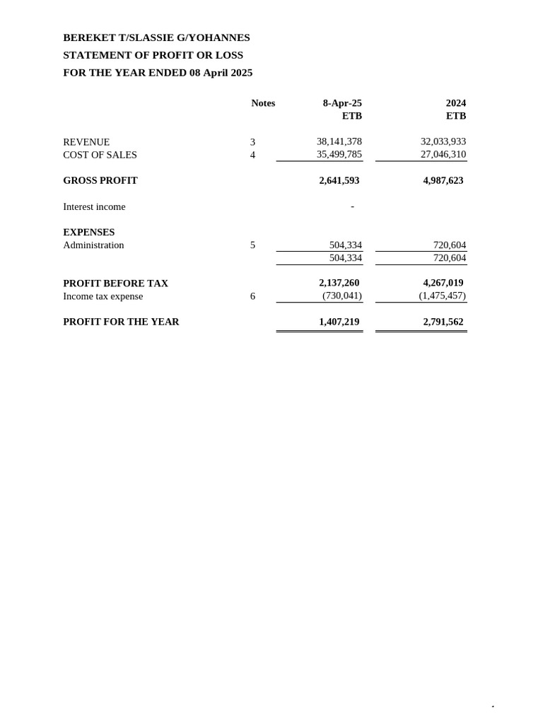 BERKET TEKLE March 2025 (Repaired) | PDF | Taxes | Expense