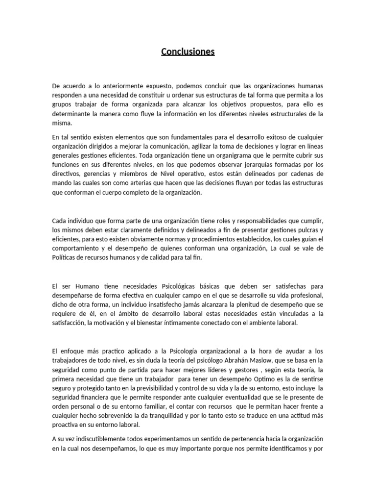 Conclusion Es | PDF | Sicología | Motivación