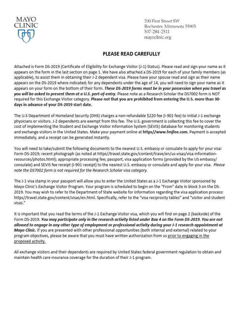 CS-J1 Research DS2019 Family | PDF | Travel Visa | Justice