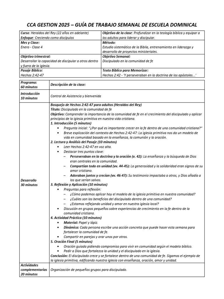 ENE - Heraldos Del Rey (22 Años en Adelante) Clase 4 | PDF | Oración ...