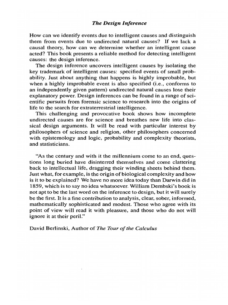 Design Inference: Detecting Intelligence | PDF | Hypothesis | Null ...