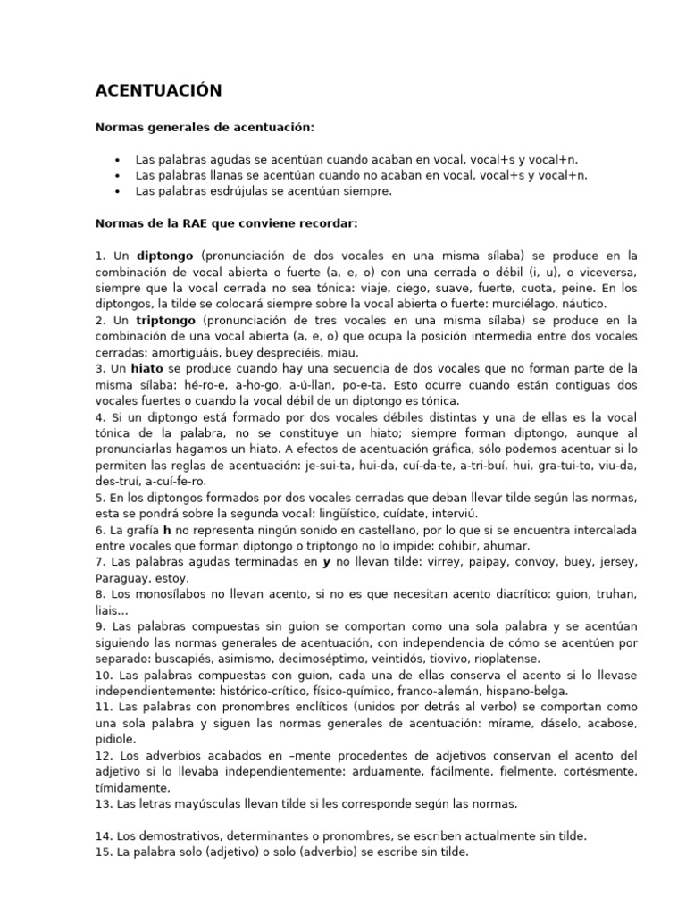 2. 1 Normas acentuación (1) | PDF | Lingüística | Fonética