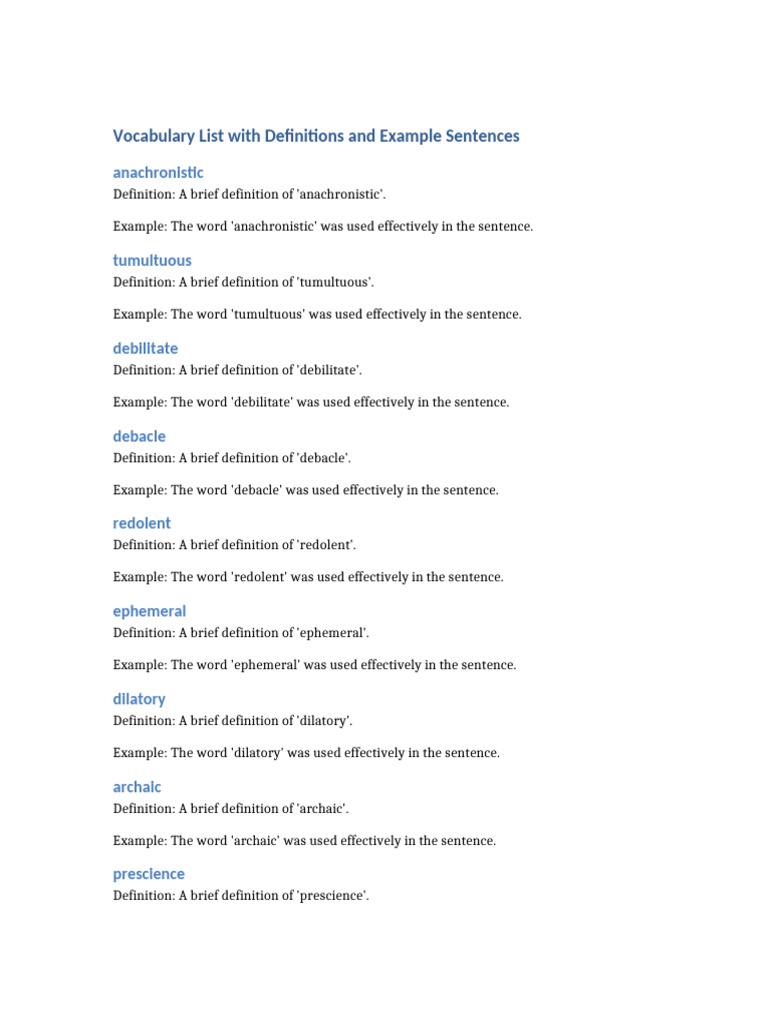 Vocabulary List With Definitions | PDF | Definition | Lexical Semantics