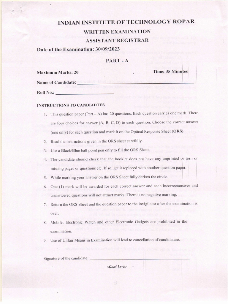 Assistant Registrar | PDF