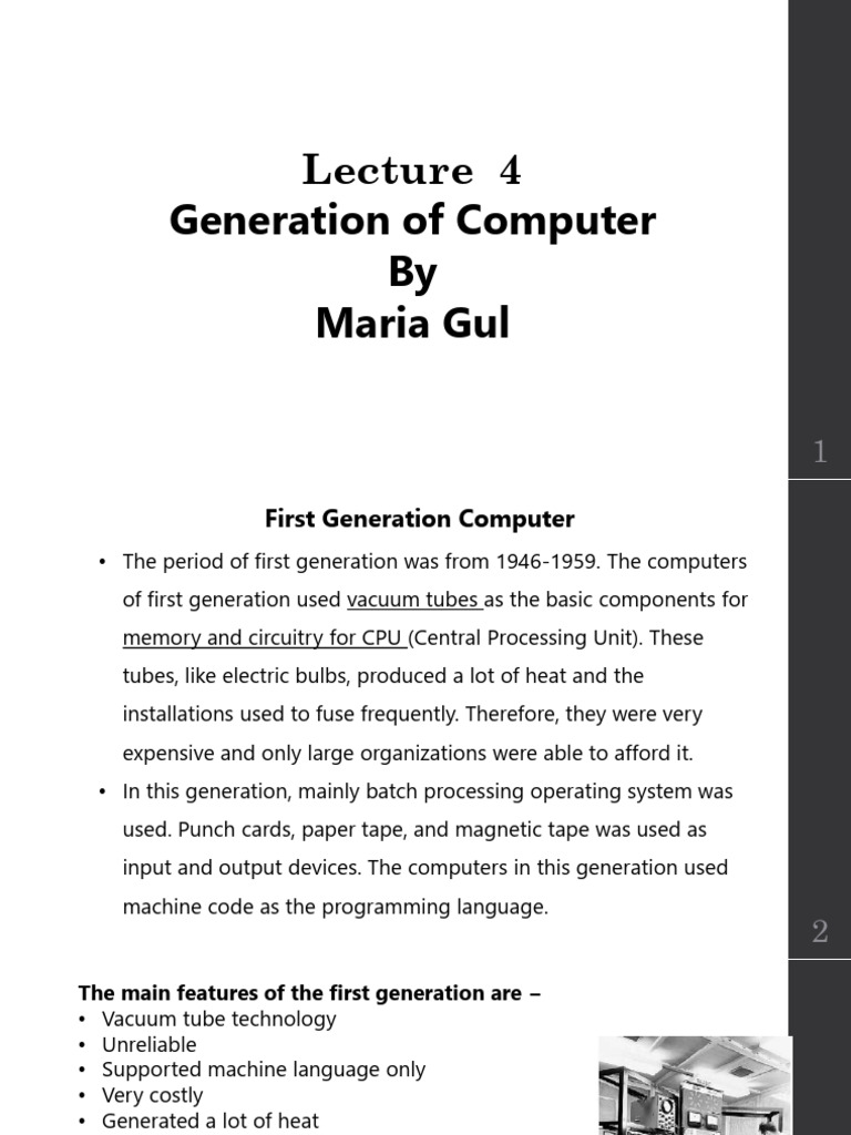 Lec4 Generation of Computers | PDF | Integrated Circuit | Very Large Scale Integration