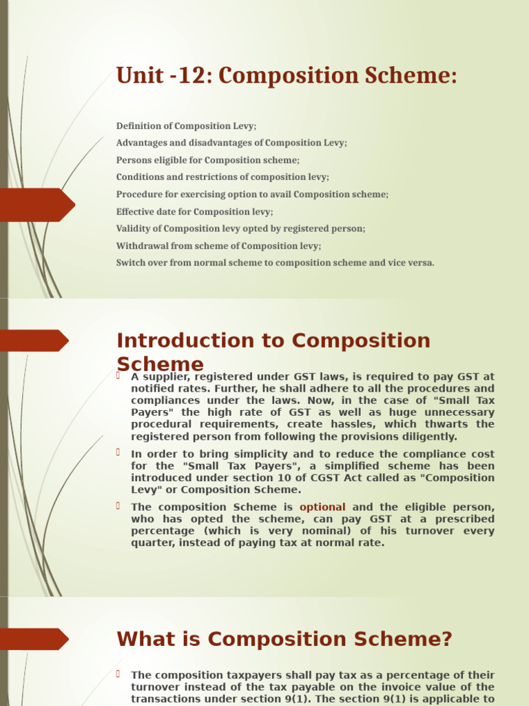 Unit 12 - Composition Scheme | PDF | Taxes | Taxation