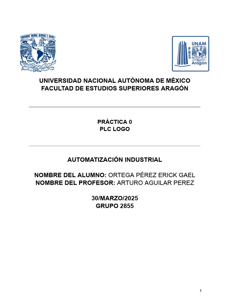 Práctica 0. PLC Logo PDF | PDF | Controlador lógico programable | Informática