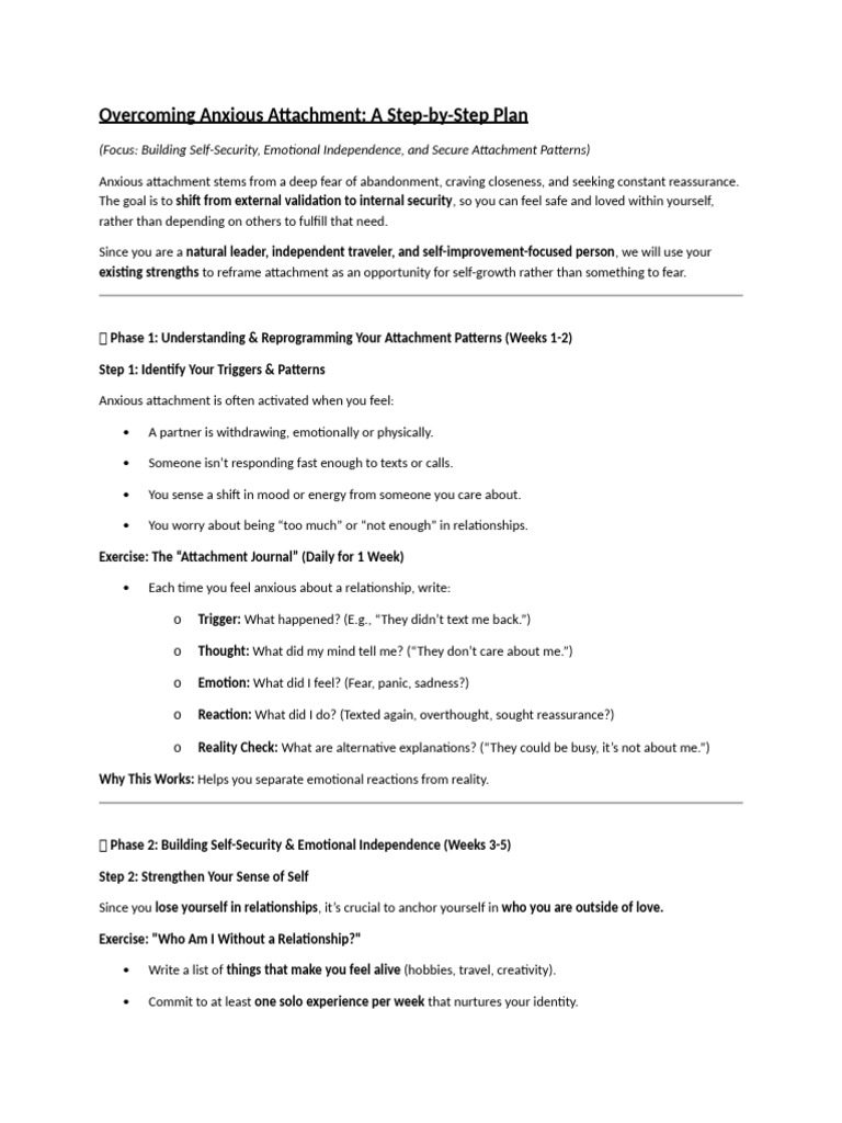 Overcoming Anxious Attachment Strategies | PDF | Attachment Theory ...