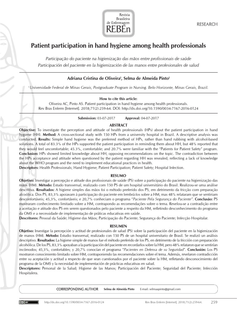 Patient Participation in Hand Hygiene Among Health Professionals | PDF ...