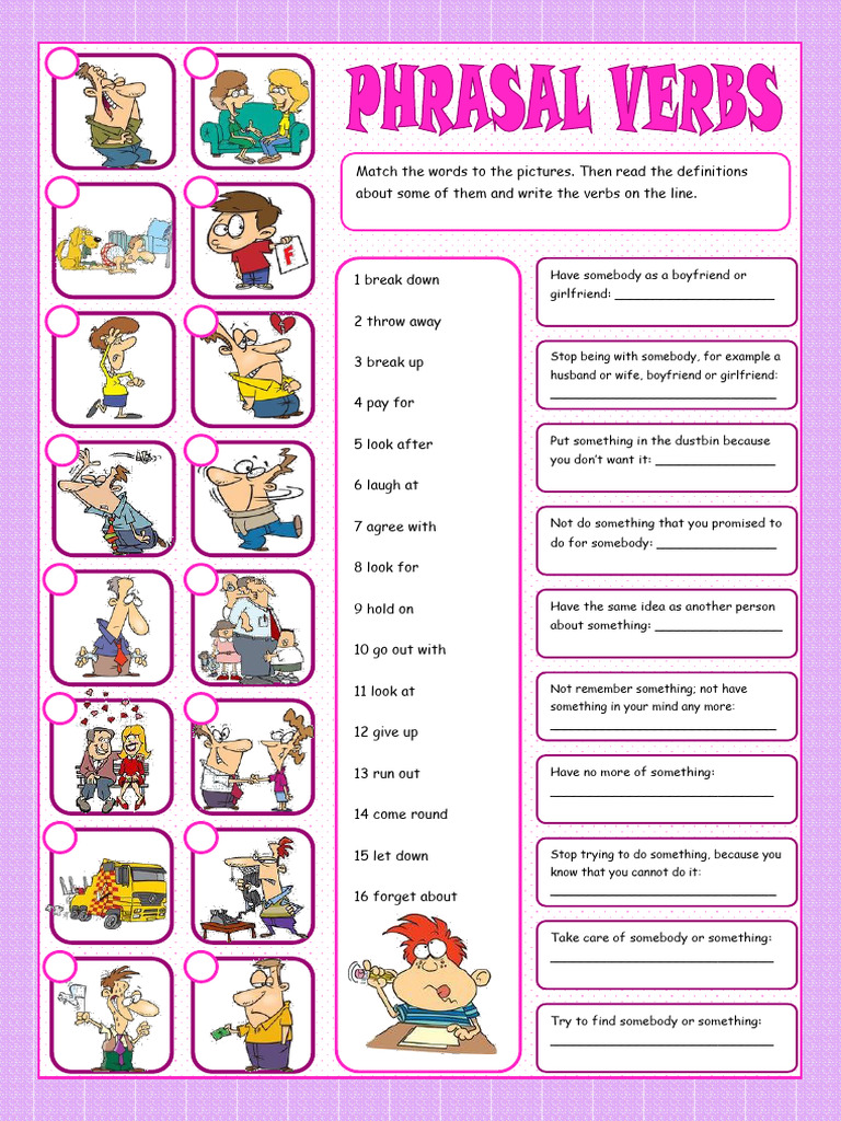 Phrasal Verbs Matching Exercise Fun Activities Games Icebreakers ...