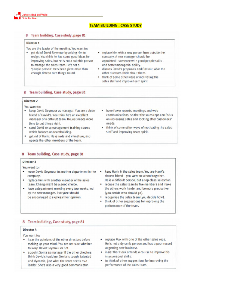 TEAM BUILDING CASE STUDY (3) | PDF