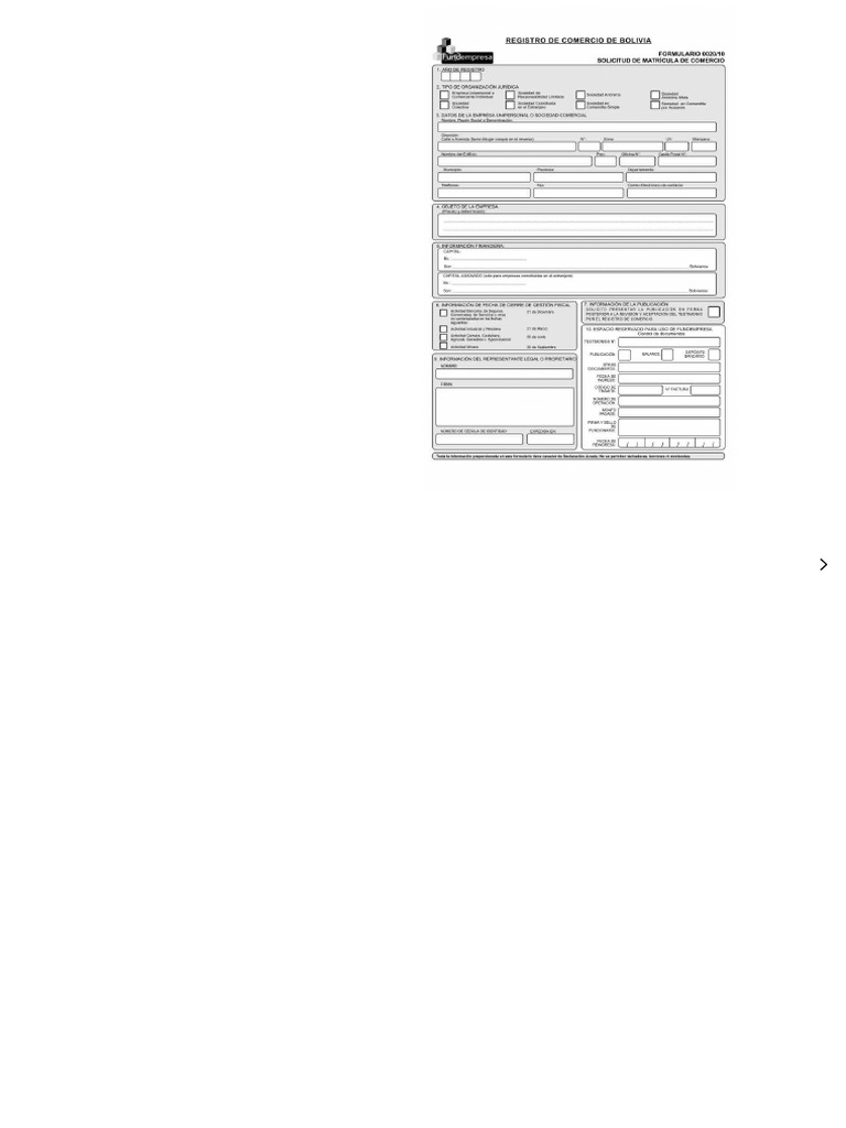 Formulario 0020 - Fundempresa | PDF