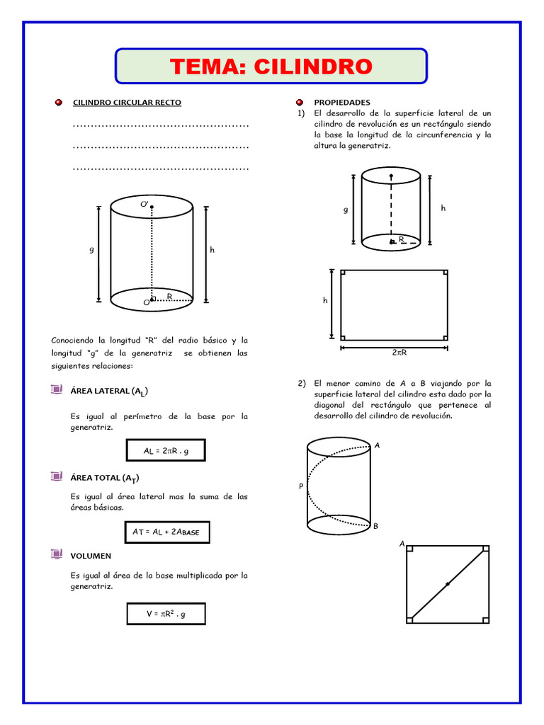 CILINDRO | PDF | Geometría euclidiana | Geometría Elemental