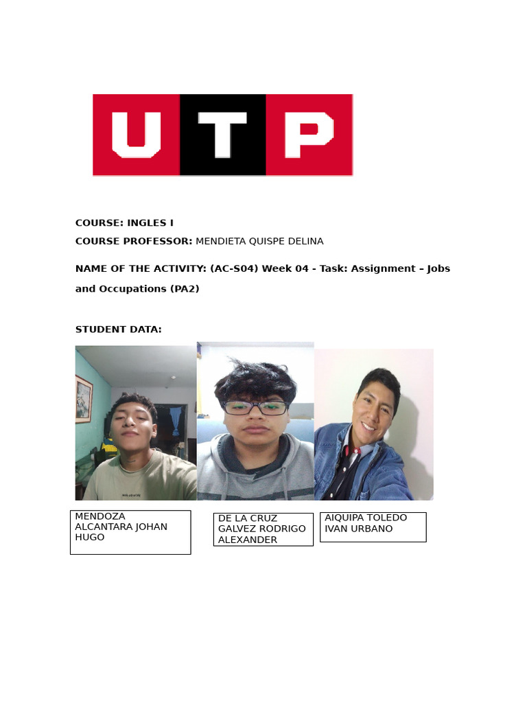 Week 04 - Task Assignment - Jobs and Occupations | PDF