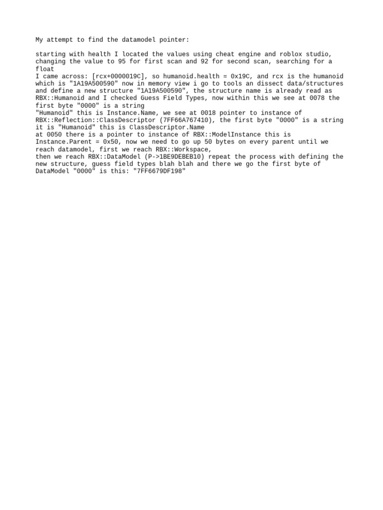 Finding Roblox DataModel Pointer | PDF