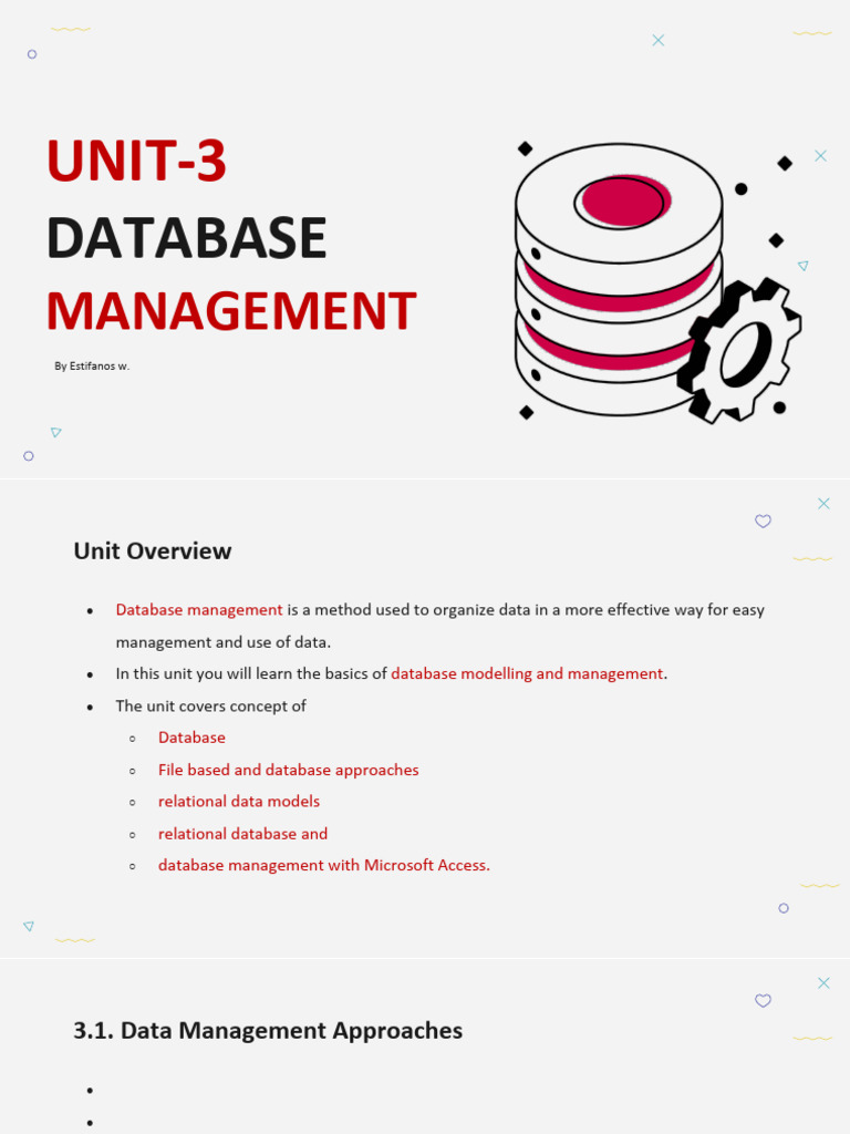 UNIT-3 DATABASE MANAGEMENT Grade 11 | PDF | Databases | Computing