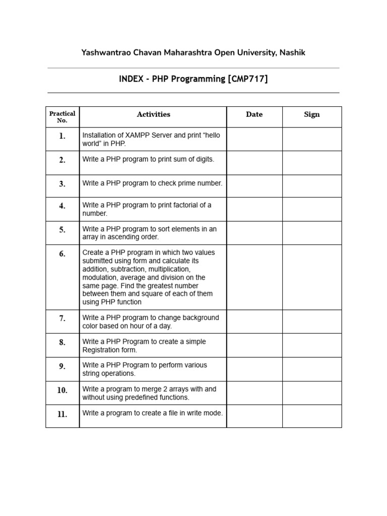 Index PHP Programming | PDF