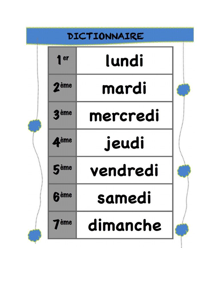 Jours de La Semaine | PDF
