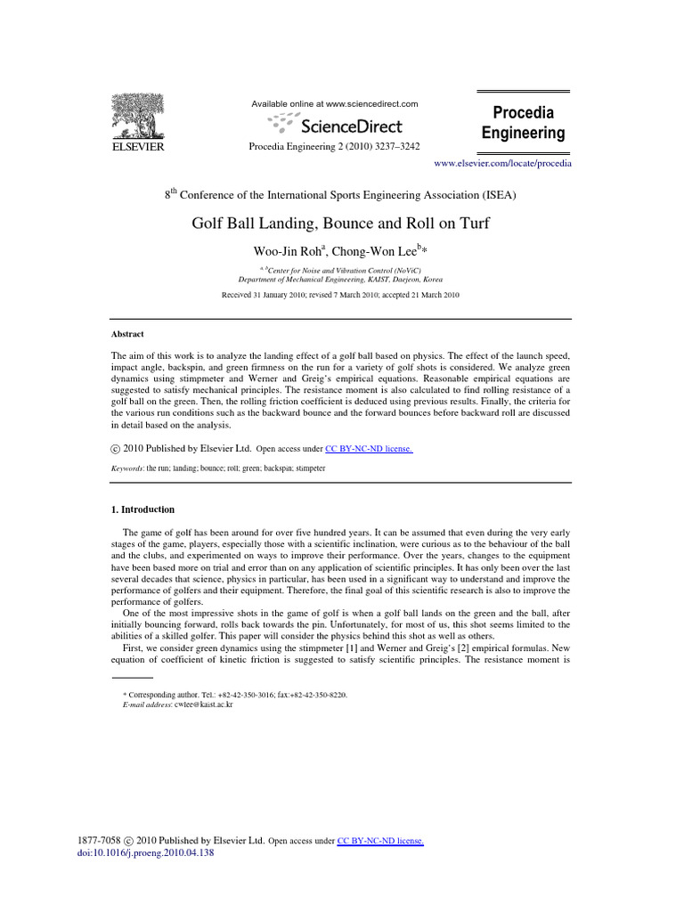 Golf Ball Dynamics on Turf Analysis | PDF | Friction | Mechanical ...