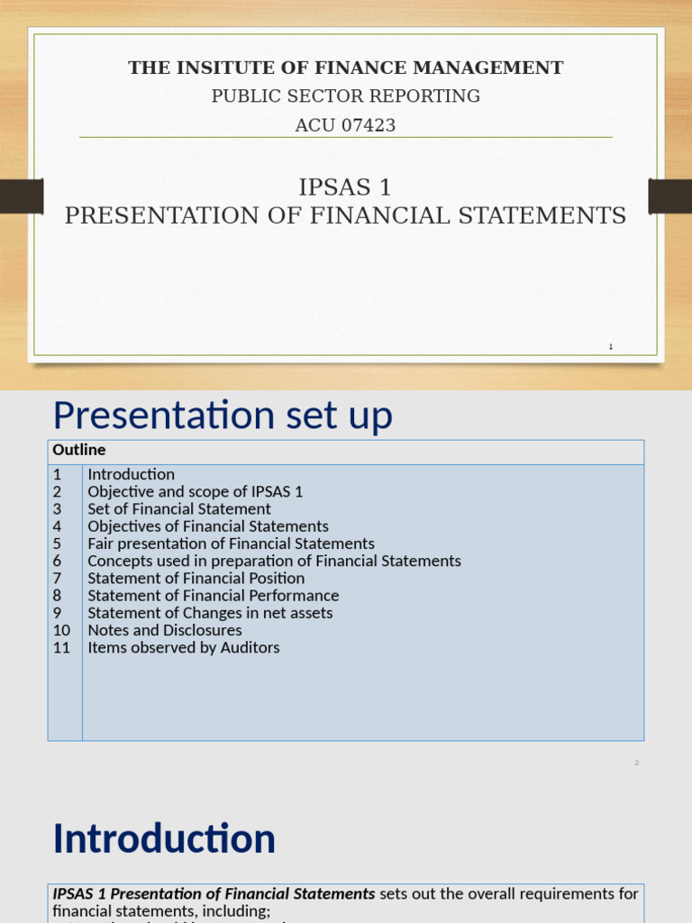 IPSAS 1-Presentation of Financial Statements PPT 2025 | PDF | Going ...