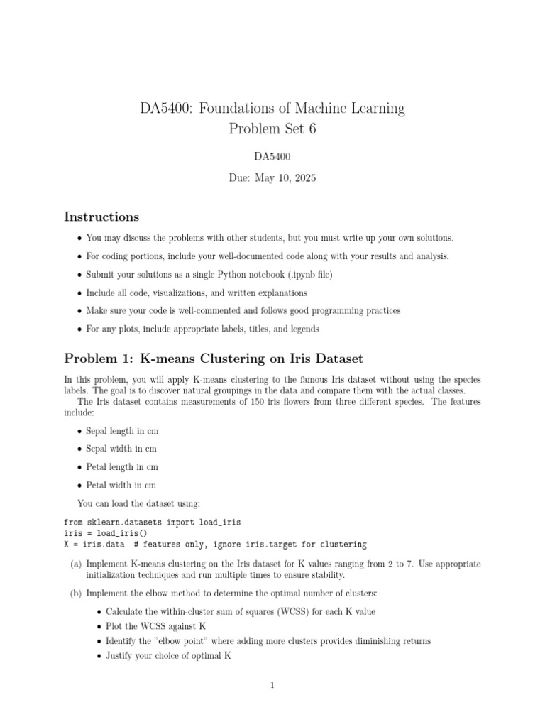 51 DA5400 - FML51 - 20250501 ProblemSet06 | PDF | Principal Component Analysis | Cluster Analysis