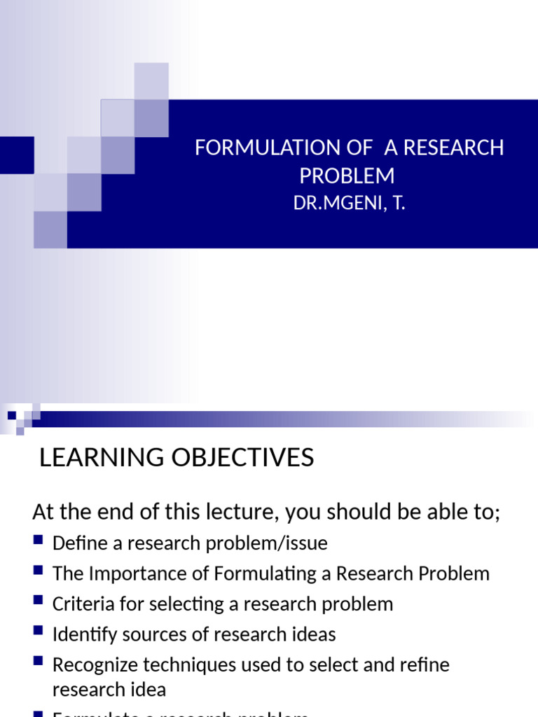 Lecture. Formulating A Research Problem 3 | PDF | Teachers | Brainstorming