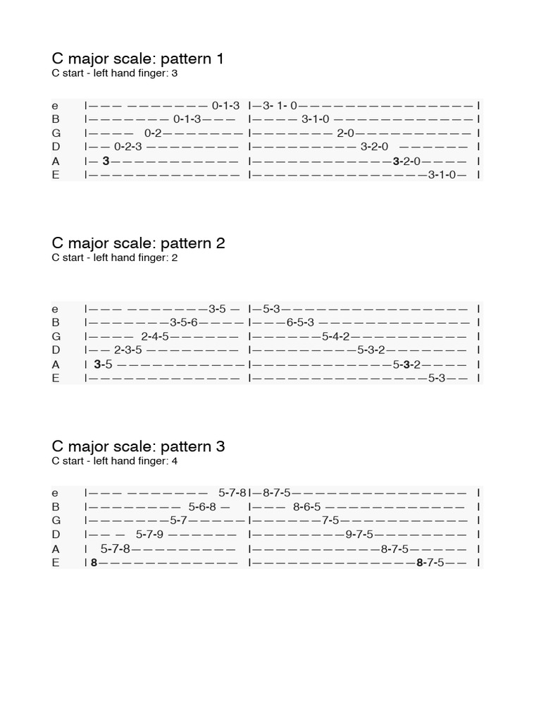 C Major Scale Patterns | PDF