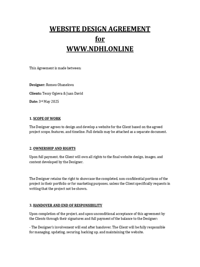 NDHI Website Design Agreement | PDF