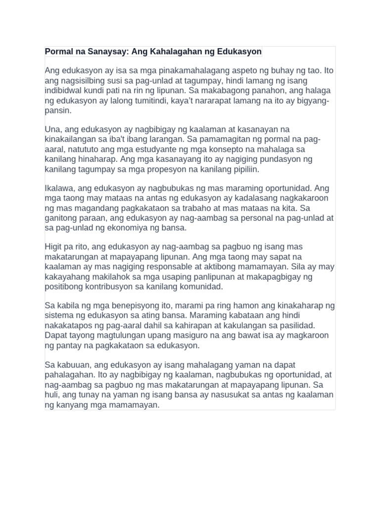 Pormal Na Sanaysay | PDF